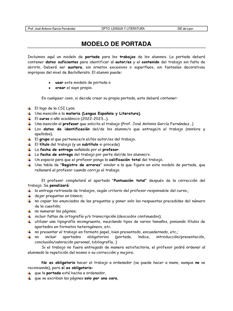 Modelo de Portada | Descargar gratis PDF | Bibliografía | Comunicación ...