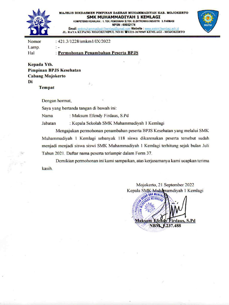 Surat Permohonan Penambahan Peserta BPJS Kesehatan | PDF Surat Permohonan Penambahan Peserta BPJS Kesehatan | PDF