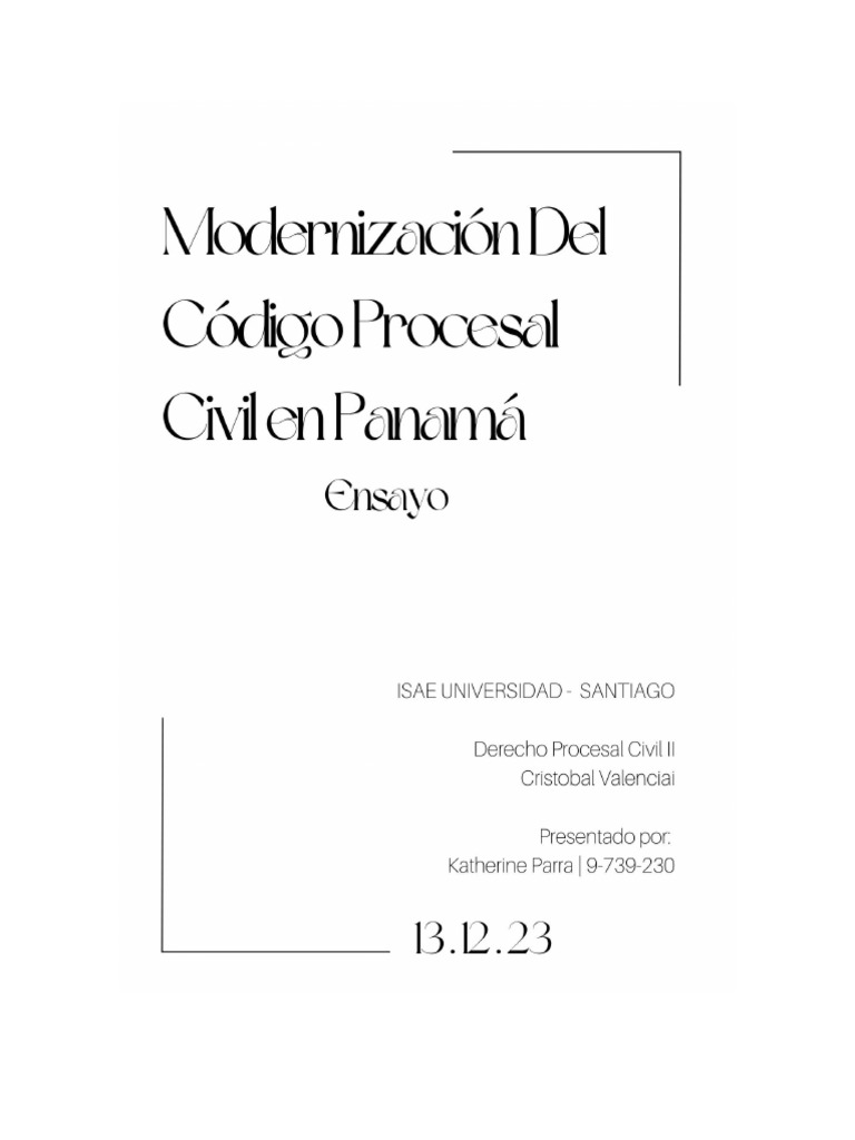 Modernización Del Código Procesal Civil en Panamá ENSAYO | PDF | Ley ...