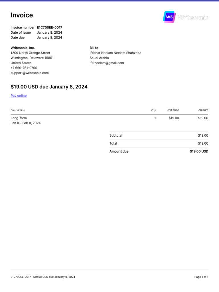 Invoice E1C700EE 0017 | PDF