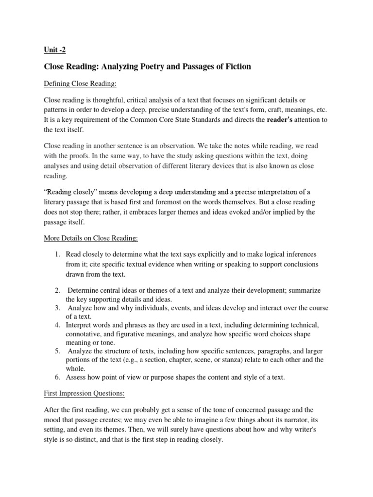 Close-Reading PDF | PDF | Metre (Poetry) | Poetry