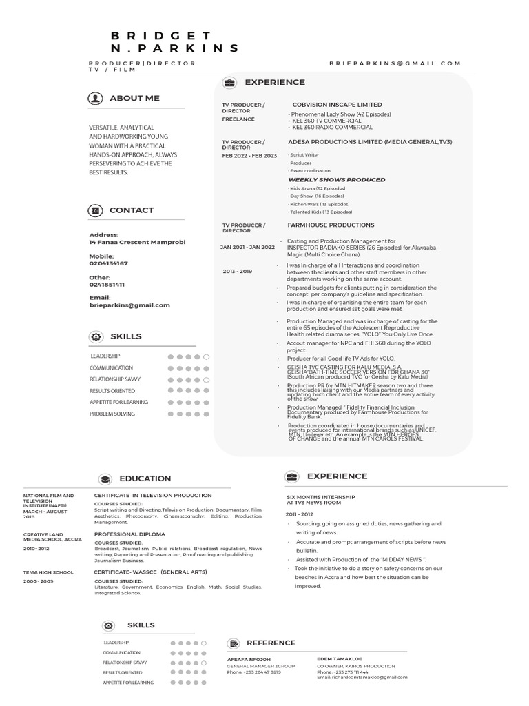 CV Bridget N. Parkins 2023 | PDF