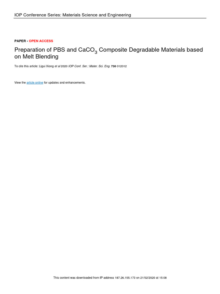 Preparation of PBS and CaCO3 Composite Degradable | PDF | Composite ...