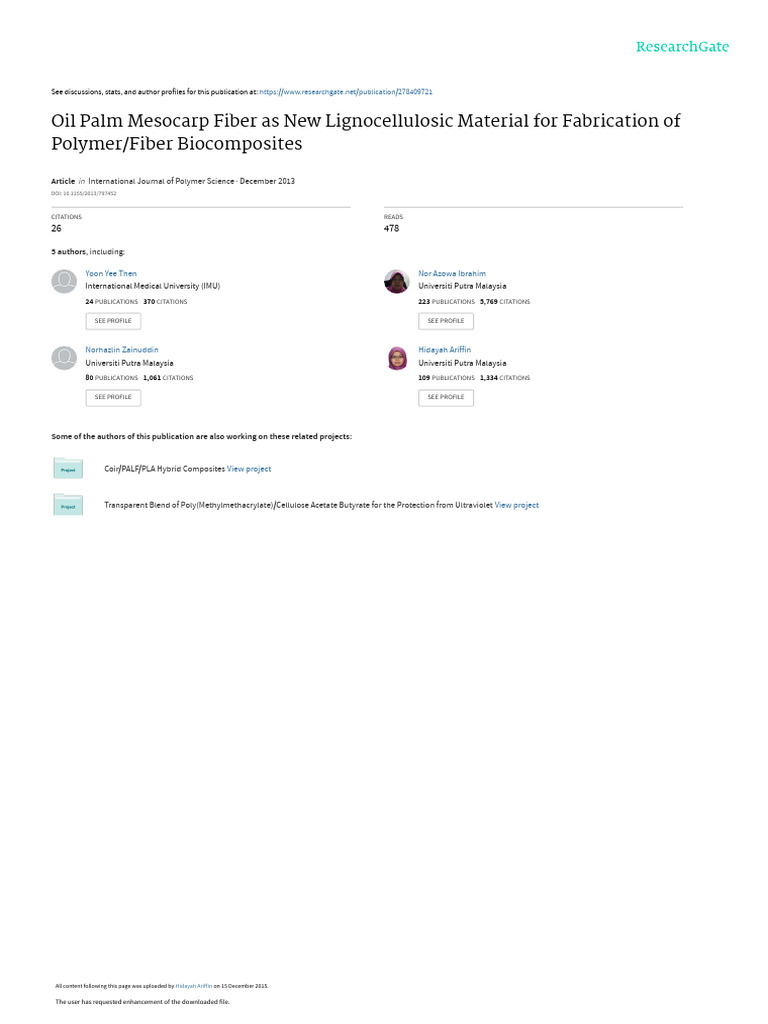 PBS and Oil Palm Mesocarp Fiber As New Lignocellulosic Material ...