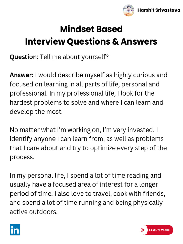 Mindset Interview Question & Answers | PDF | Leadership | Mindset