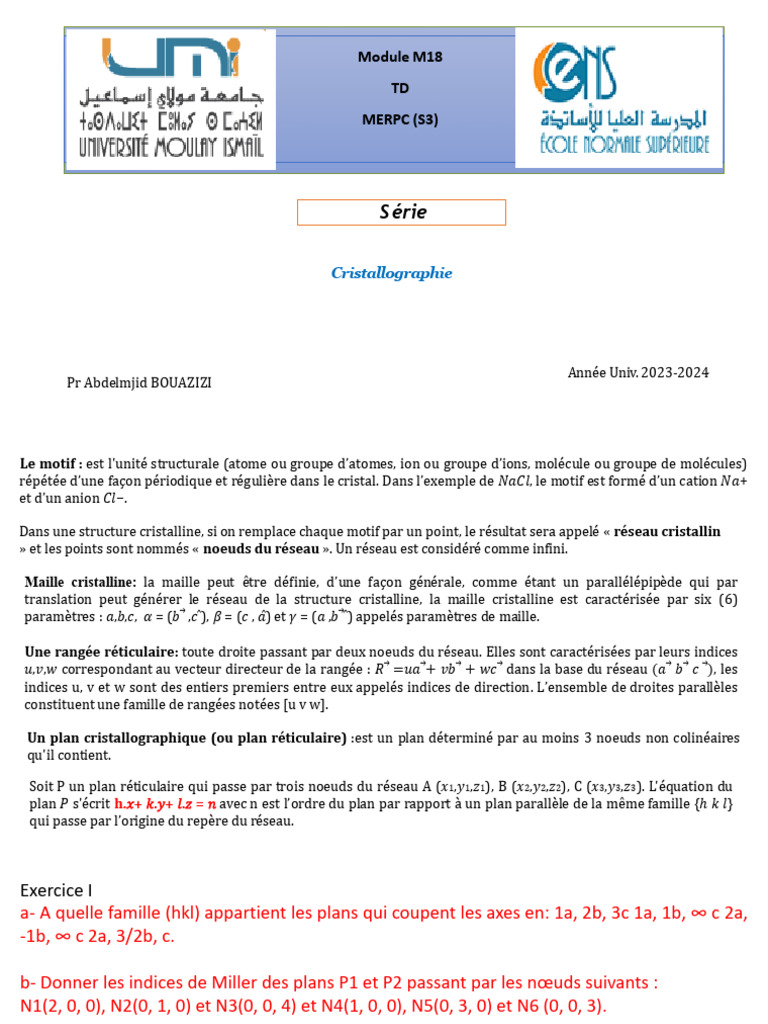 TD Solutions | PDF | Structure cristalline | Cristallographie