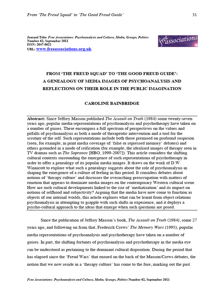 From The Freud Squad' To The Good Freud Guide' | PDF | Psychoanalysis ...