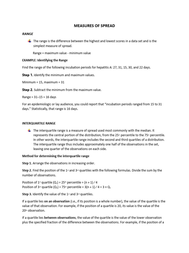 Measures of Spread | PDF | Standard Deviation | Quartile