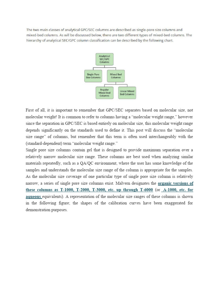 GPC/SEC Column Selection Guide | PDF | Molecular Mass | Physical Sciences