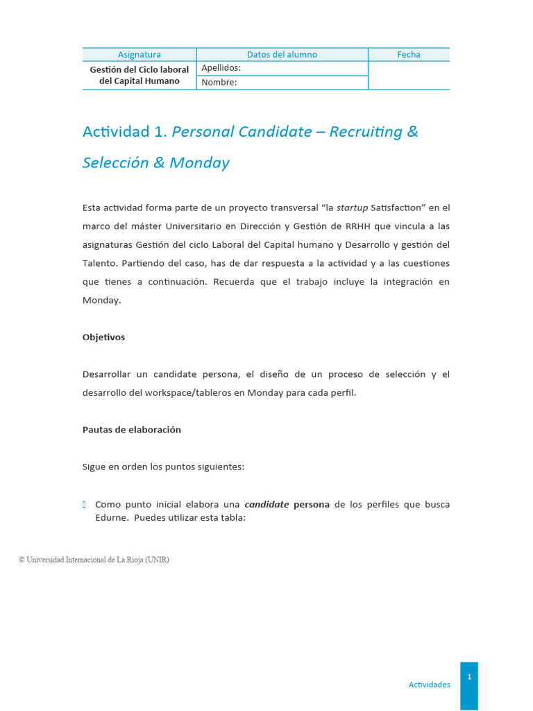 Caso 1 Personal Candidate - Selección - Monday | PDF