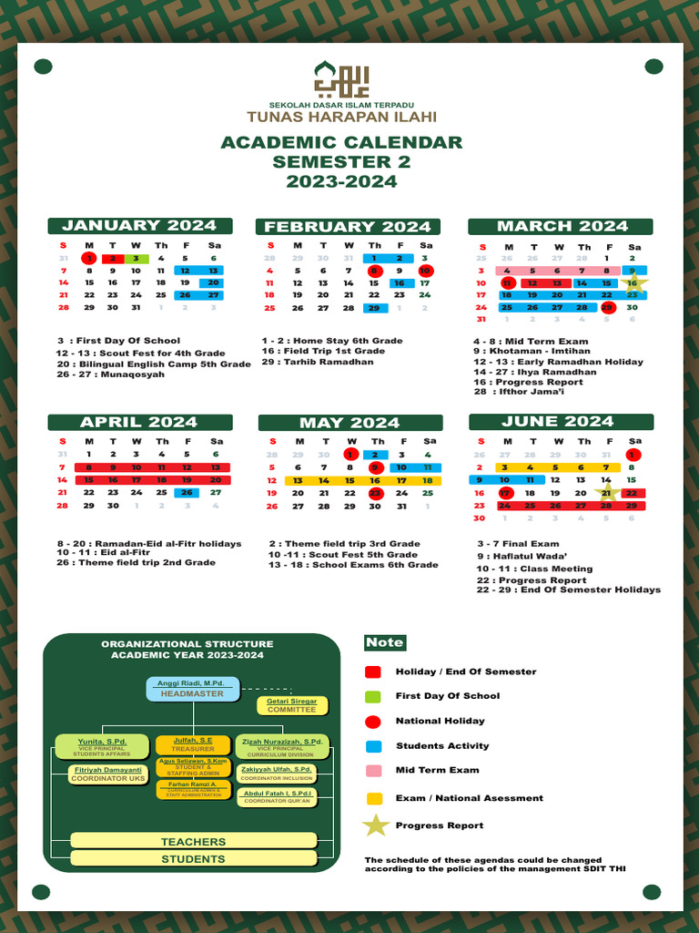 Academic Calendar THI 2023-2024 (Sem 2) | PDF | Academic Term | Academia