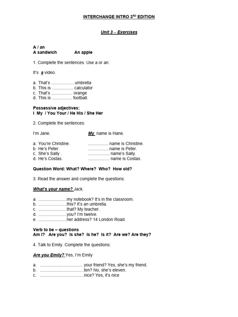 Unit3 Exercises Pdf