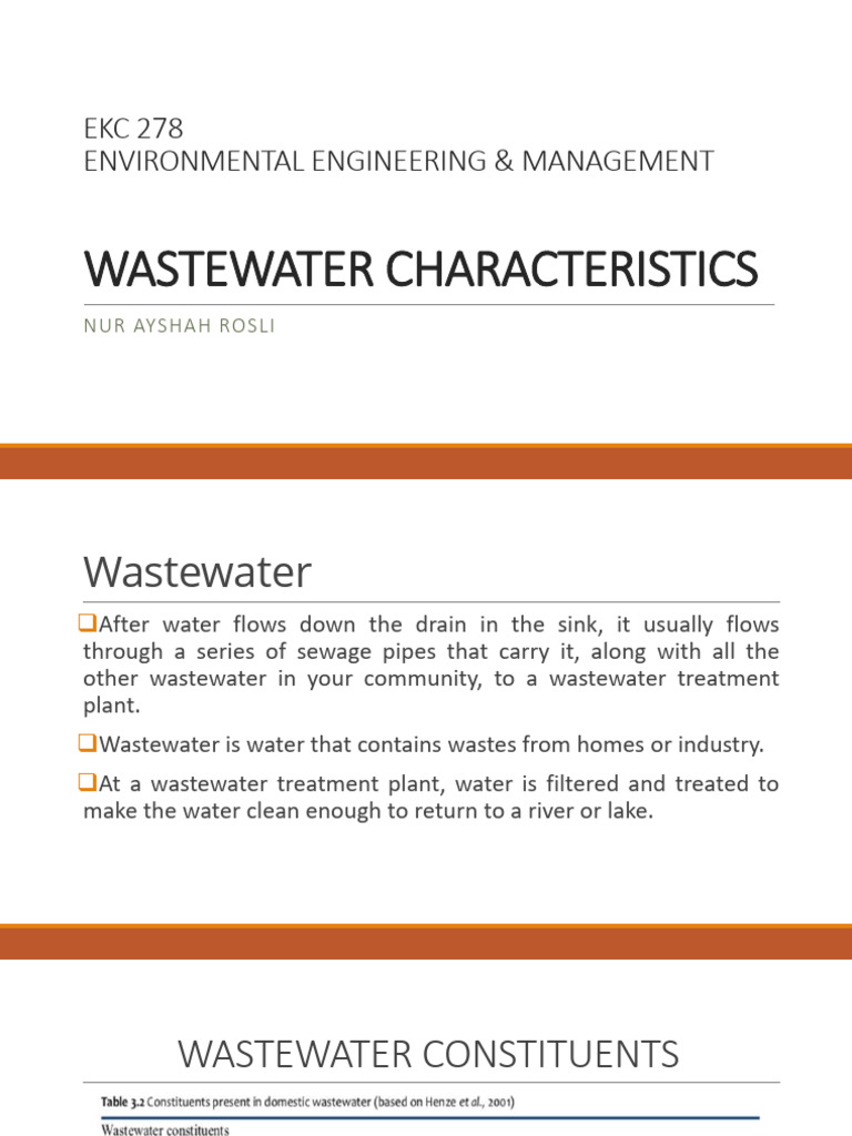 Wastewater Characteristics Overview | PDF | Sewage Treatment | Sewage