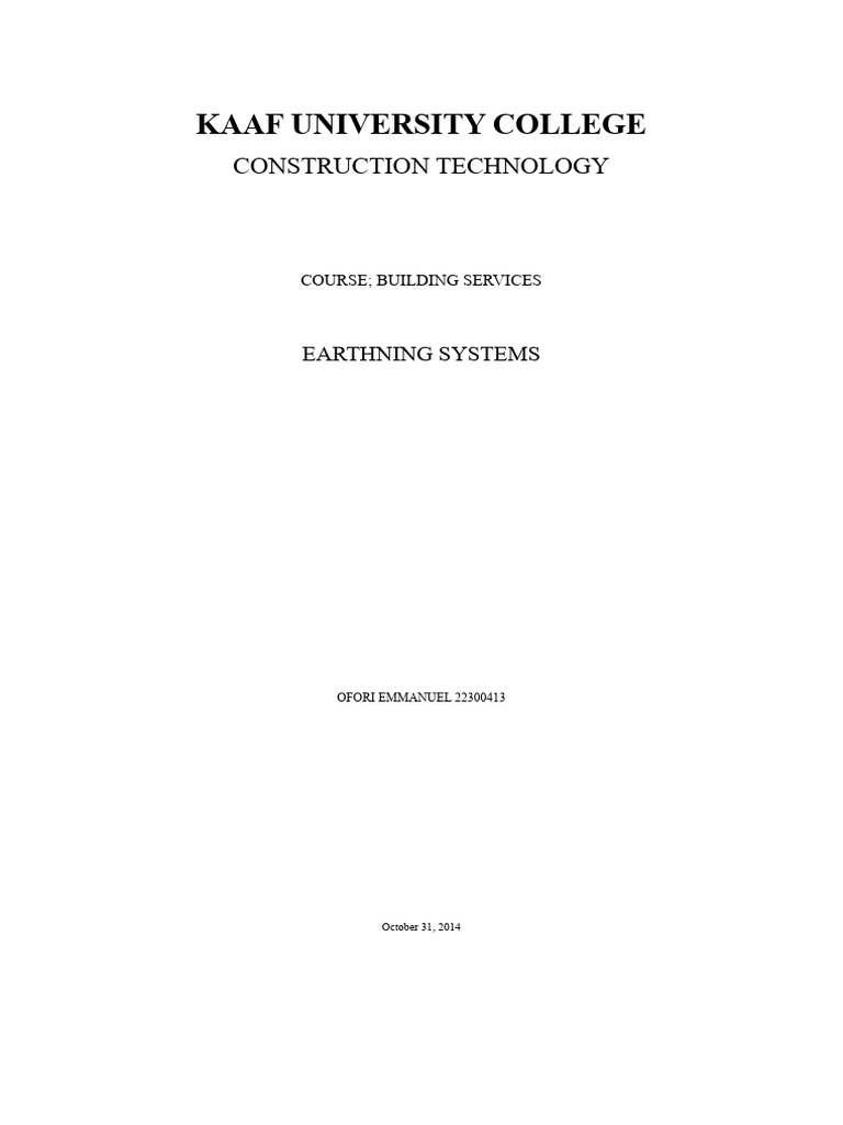 Overview of Earthing Systems | PDF | Electrical Wiring | Building ...