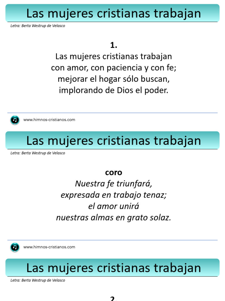 Himno "Las Mujeres Cristianas Trabajan" | PDF