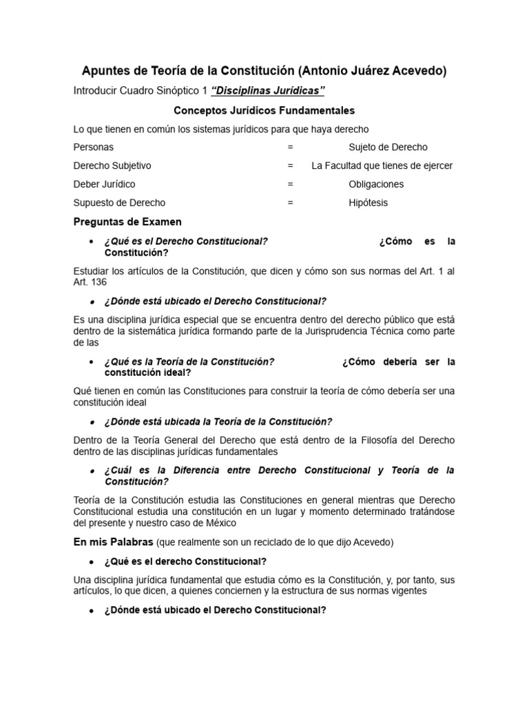 Apuntes De Teoría De La Constitución Pdf Constitución Ley