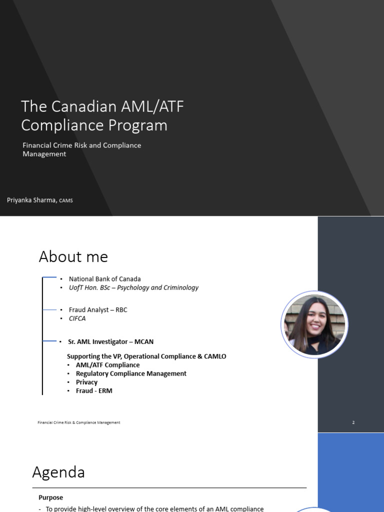 The Canadian AML/ATF Regime - Priyanka Sharma, CAMS | PDF | Money Laundering | Regulatory Compliance