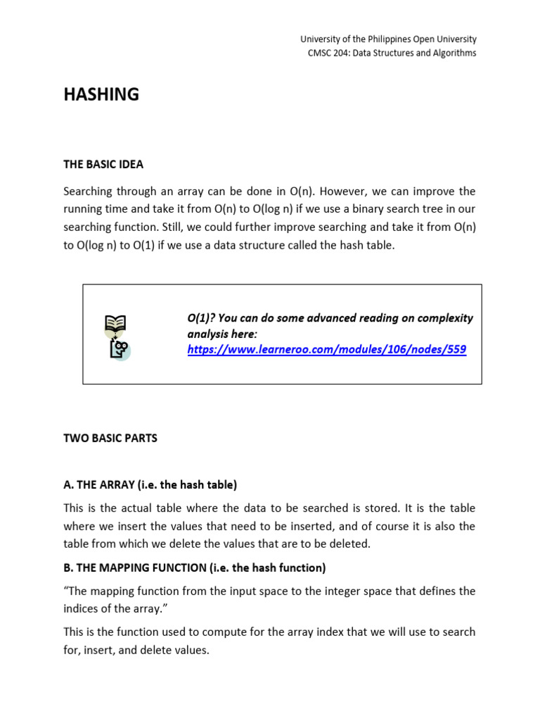 8 Hashing | PDF | Time Complexity | Database Index 8 Hashing | PDF | Time Complexity | Database Index