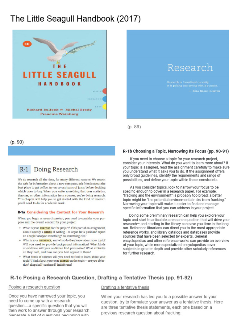 Research - The Little Seagull Handbook (2017) | PDF | Primary Sources ...