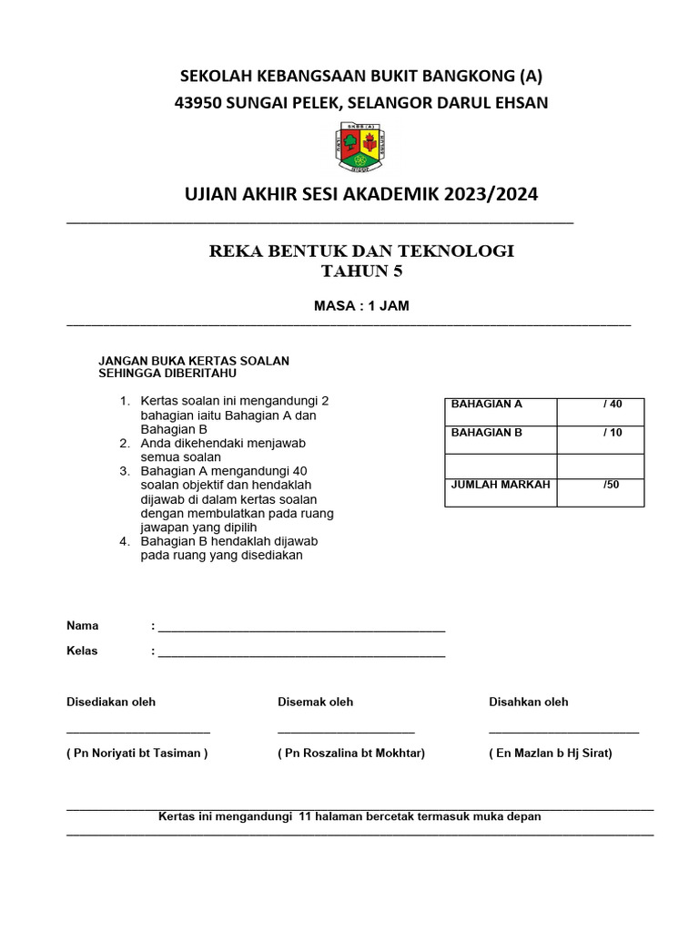 CTH Muka Depan Kertas Uasa | PDF