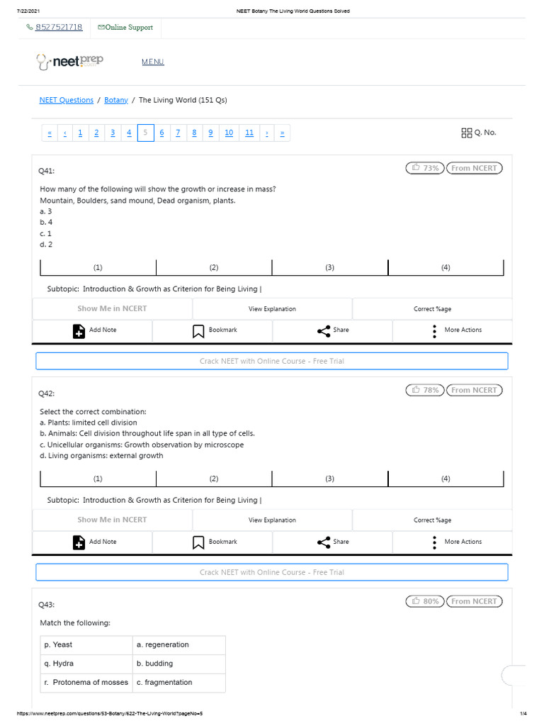 NEET Botany The Living World Questions Solved Page 5 | PDF | Organisms | Reproduction