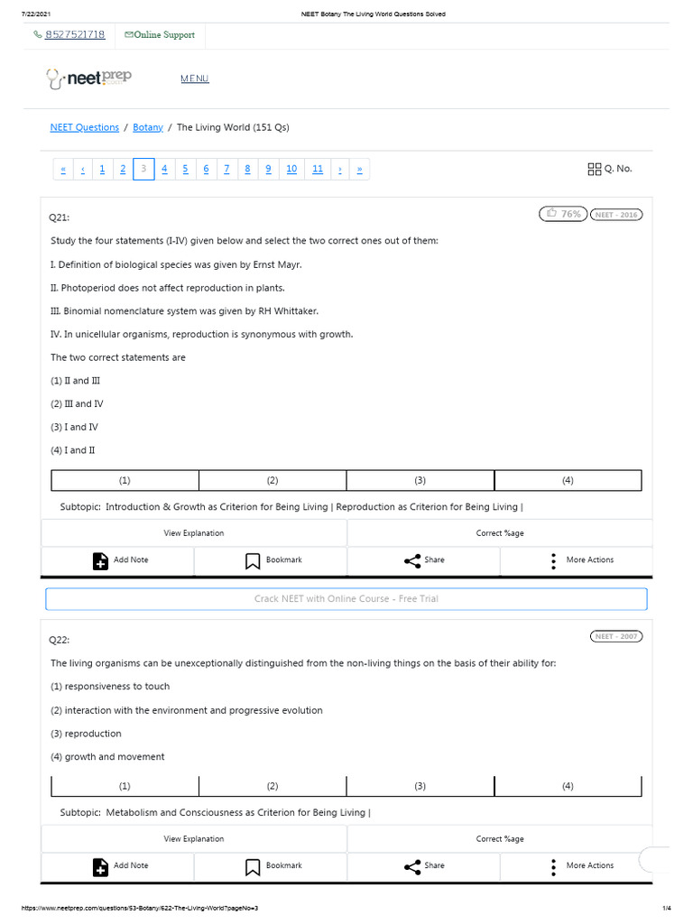 NEET Botany The Living World Questions Solved Page 3 | PDF | Taxonomy (Biology) | Botany