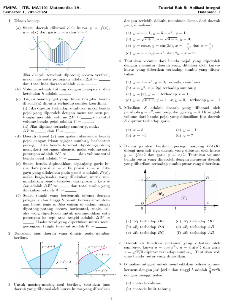 Tutorial MA1101 Bab 5 2023 2024 | PDF