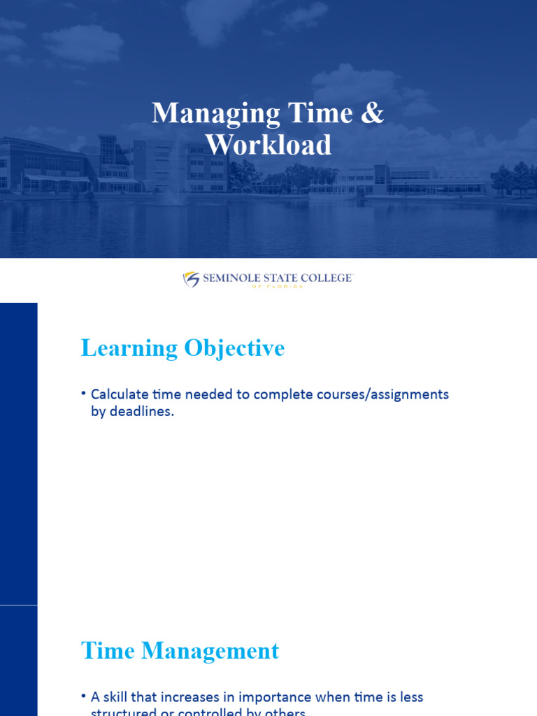 Managing Time and Workload-2023Fall | PDF | Time Management ...