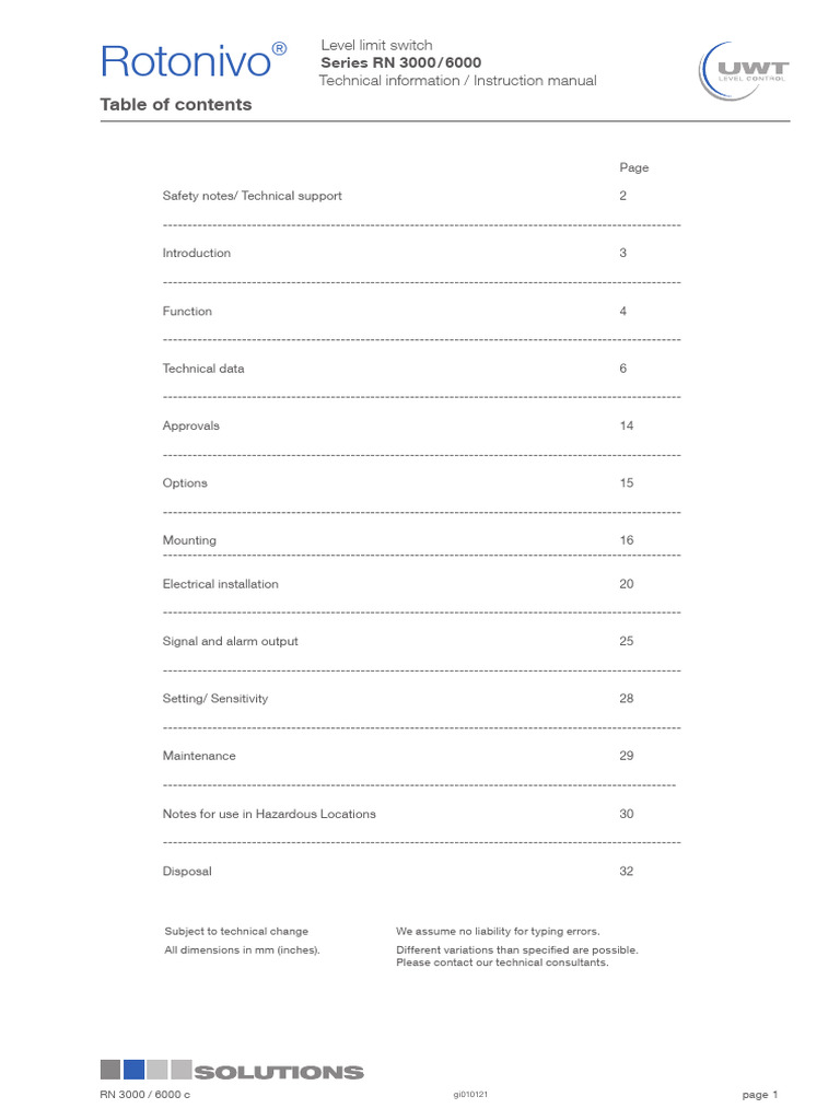 UWT - Rotonivo - Manual | PDF | Electric Motor | Power Supply