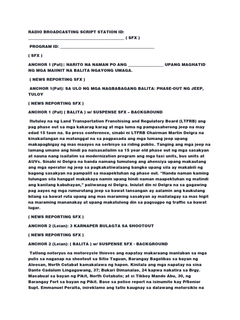 Radio Broadcasting Script Station Id | PDF