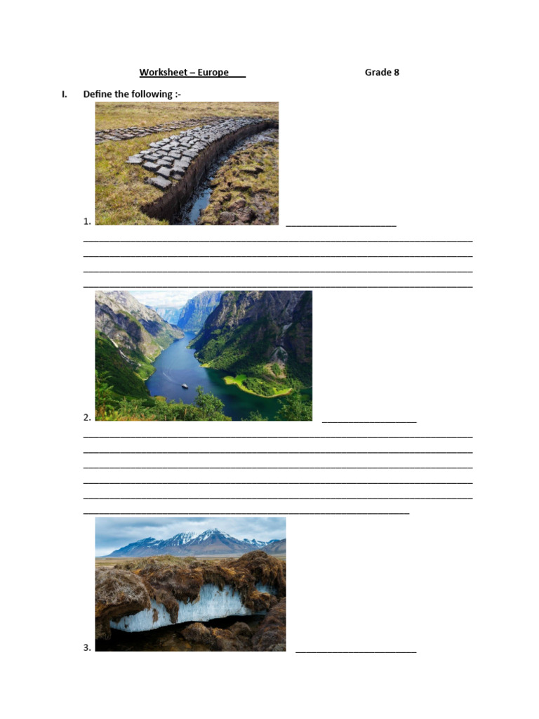 8 - Worksheet - Europe | PDF | Physical Geography