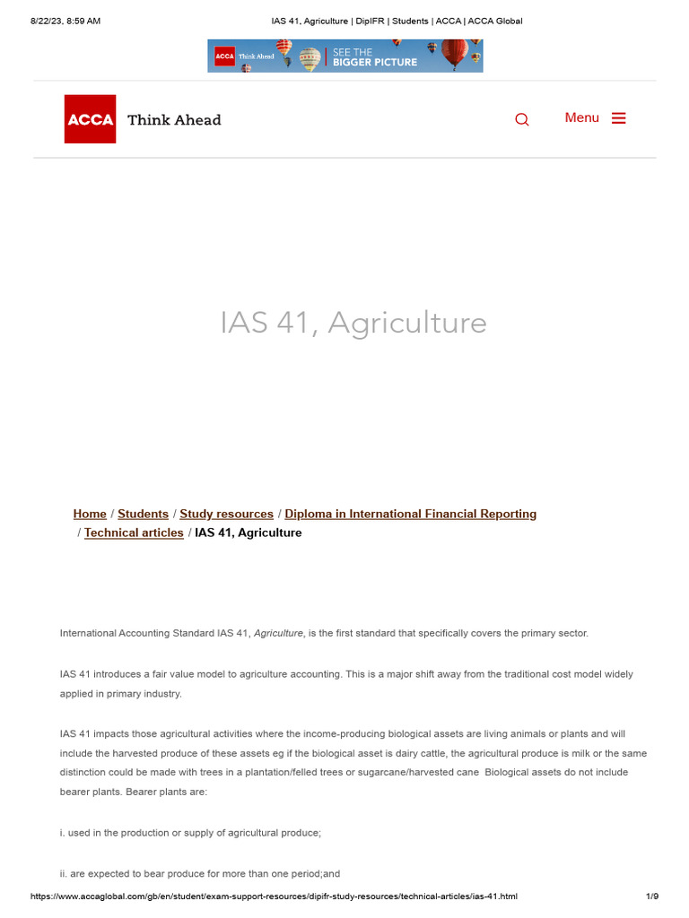 IAS 41, Agriculture - DipIFR - Students - ACCA - ACCA Global | PDF ...