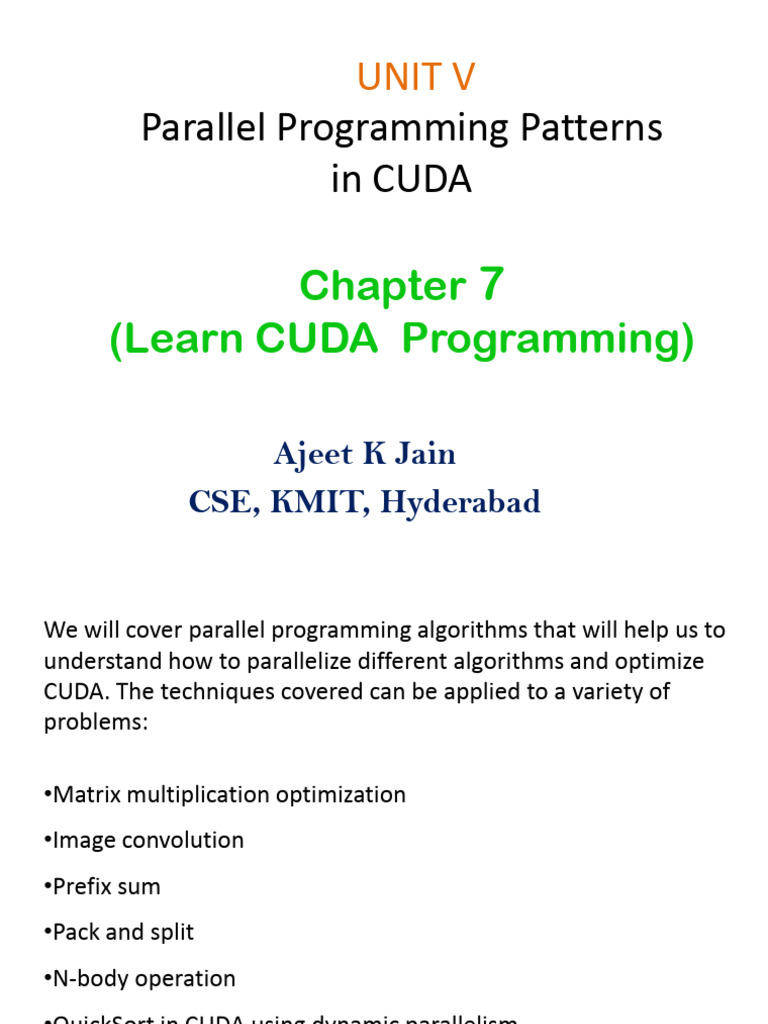 UNIT V Parallel Programming Patterns in CUDA (T2 Chapter 7) - P P With CUDA | PDF | Computer ...
