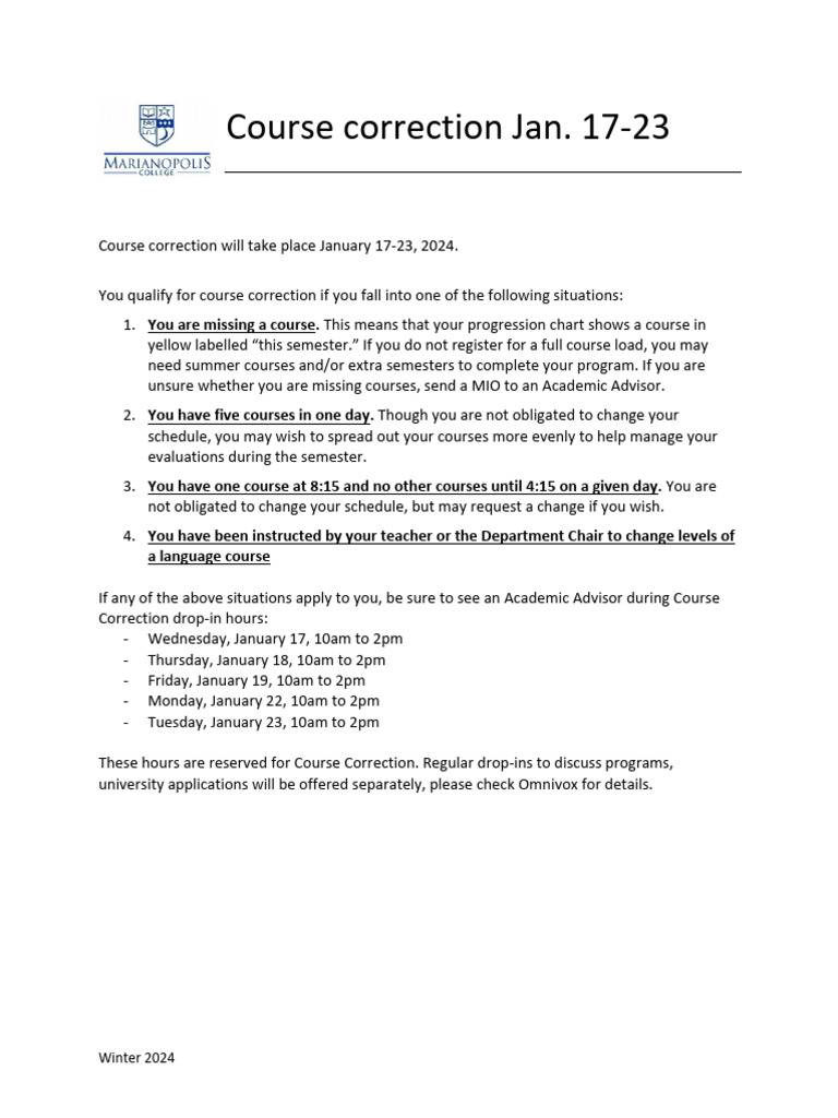 Course Correction Criteria | PDF