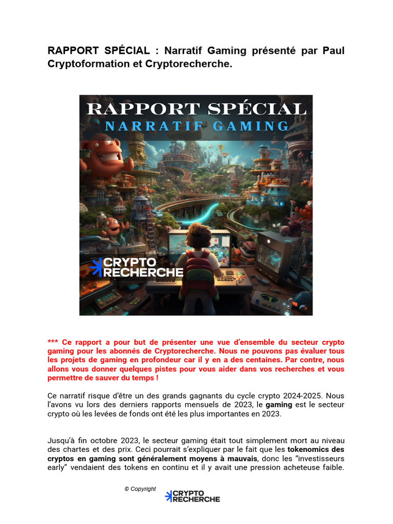 Rapport Special Gaming | PDF