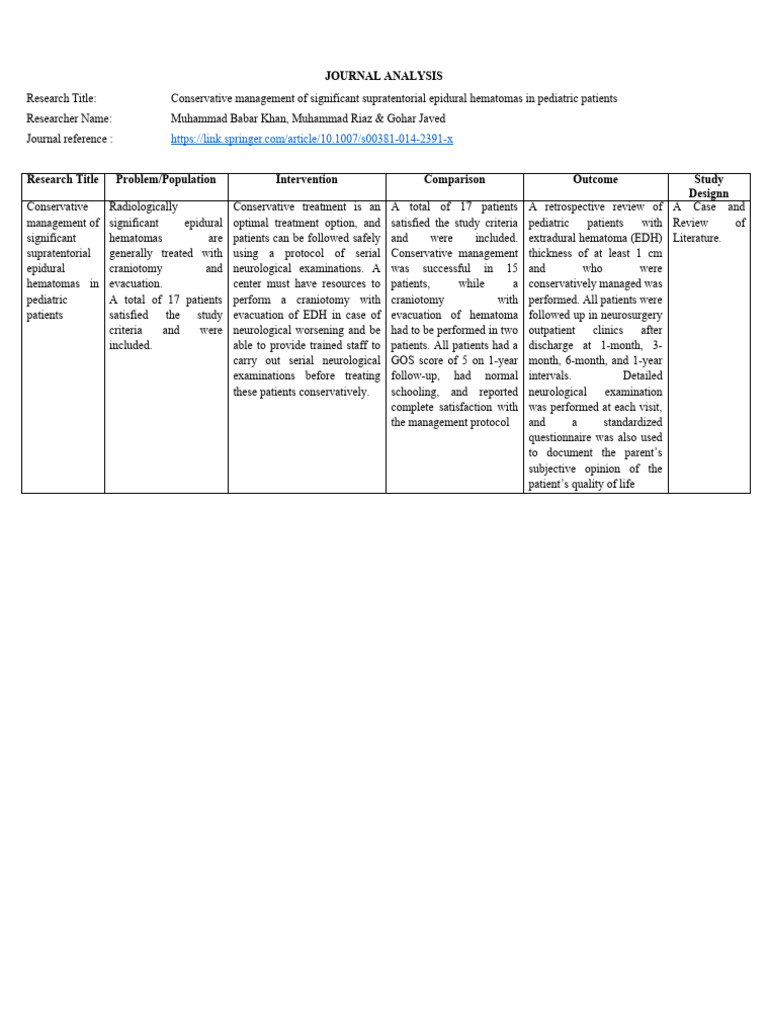 Analisis Jurnal Picos | Download Free PDF | Patient | Health Sciences