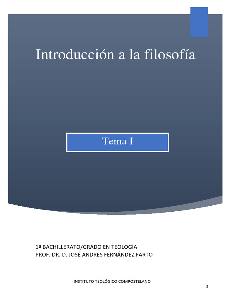 Tema I. Los Inicios de La Filosofía. Los Problemas y La Actitud ...
