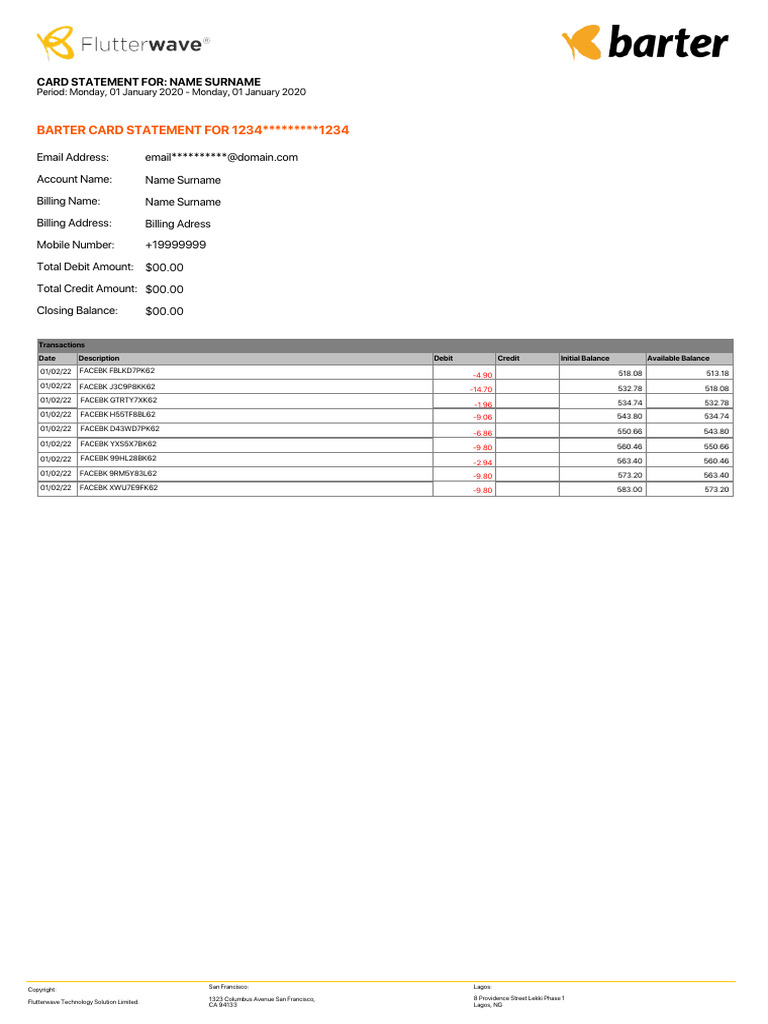 Statement Example | PDF | Debits And Credits | Credit Card