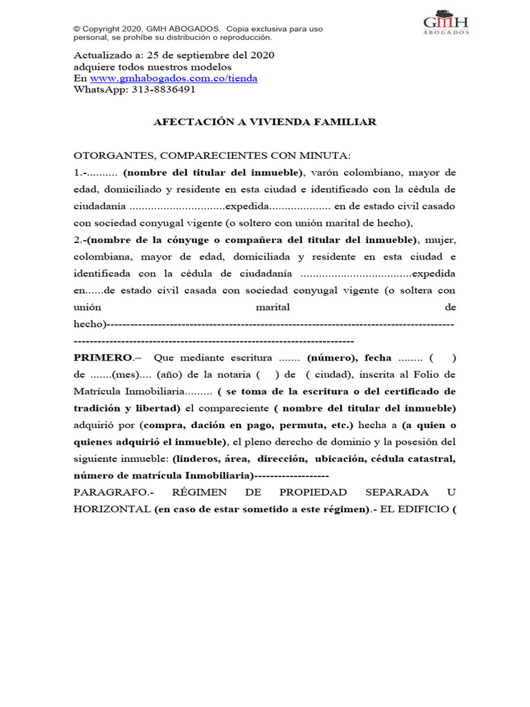 Afectacion Vivienda Familiar | PDF