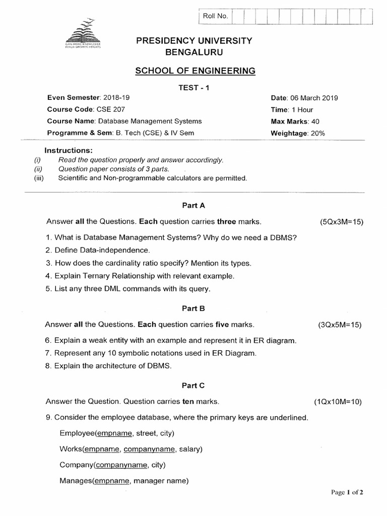 207 CSE Database Management Systems | PDF