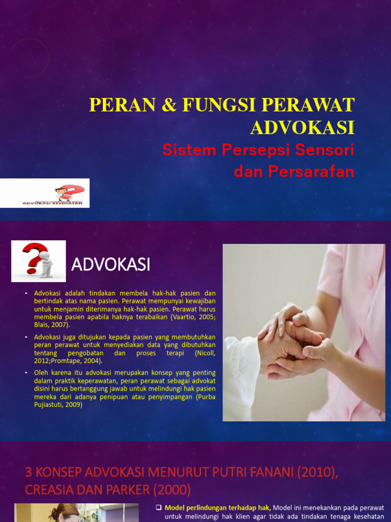 Kmb Peran Fungsi Perawat Advokasii Sistem Persepsi Sensori Dan
