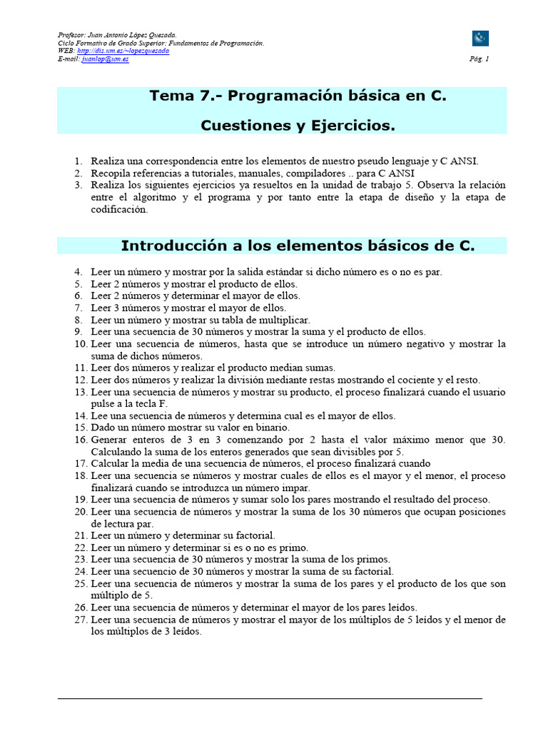 Ejercicios | PDF | Matriz (Matemáticas) | Programación de computadoras