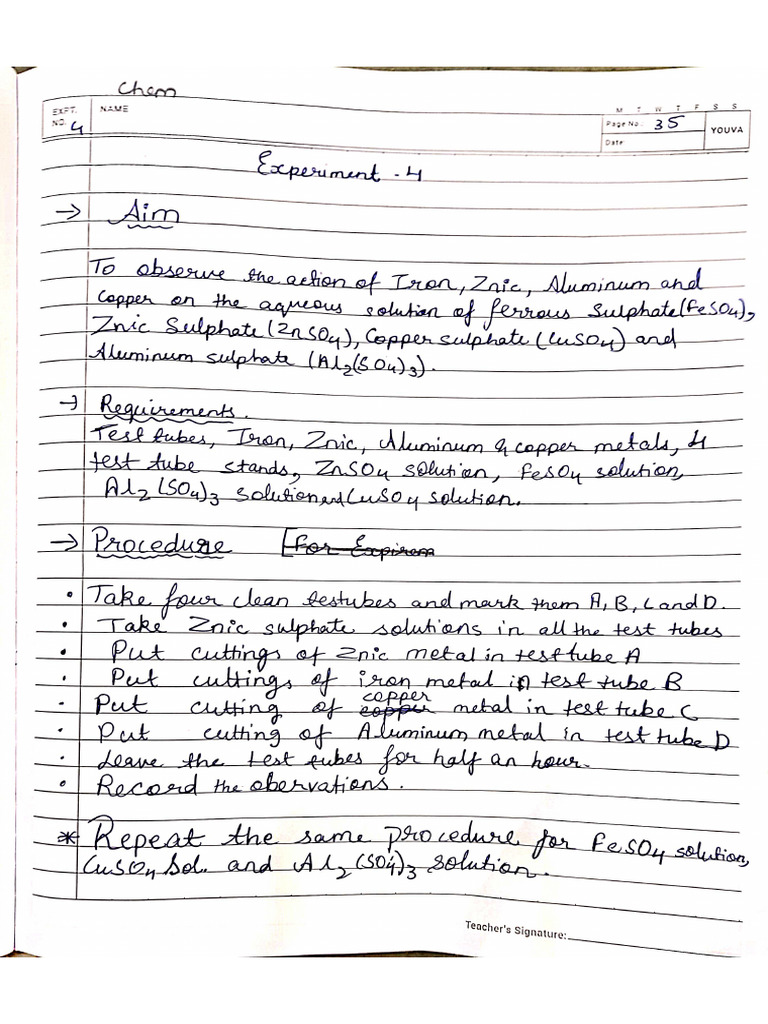 Chemistry Experiment 4 | PDF