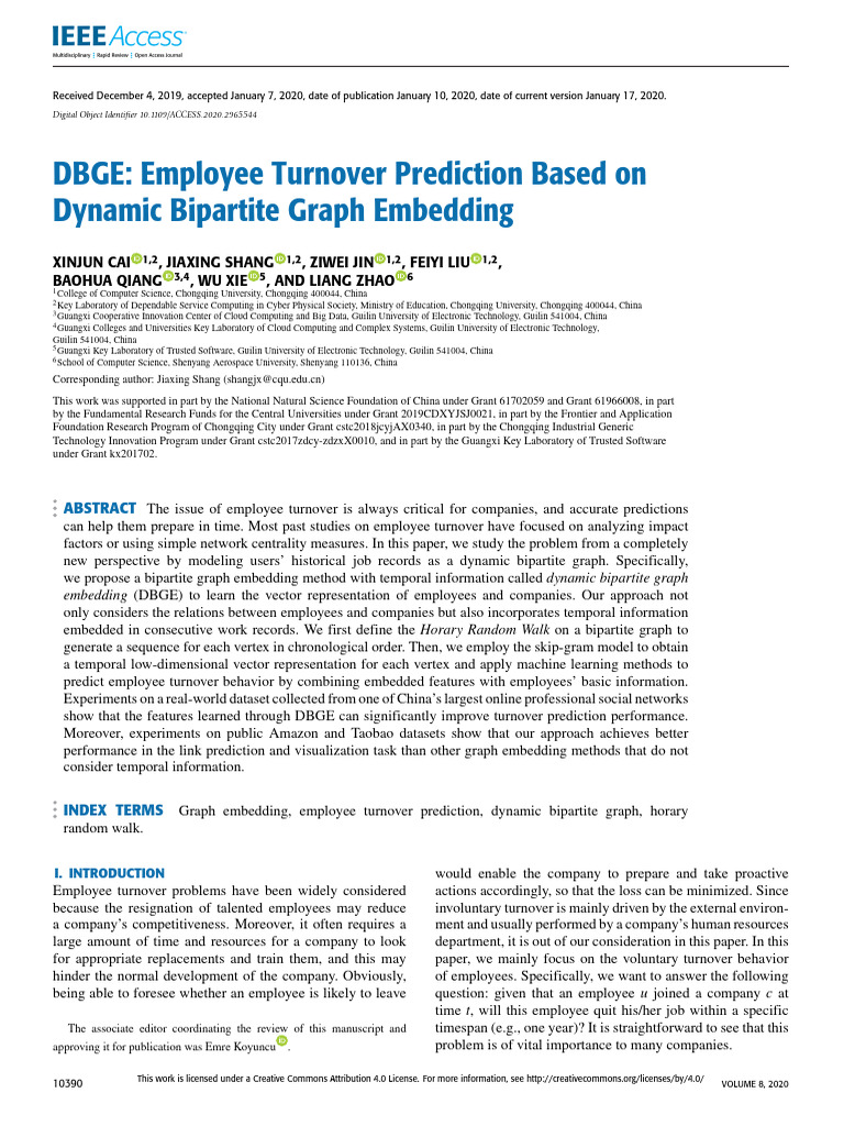 DBGE Employee Turnover Prediction Based On Dynamic Bipartite Graph Embedding | PDF | Vertex ...