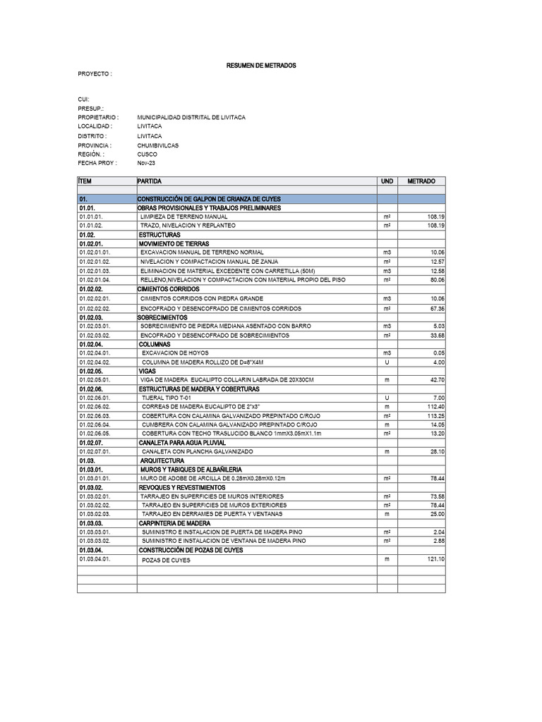 Metrados - Galpon | PDF | Construyendo tecnología | Edificio sustentable
