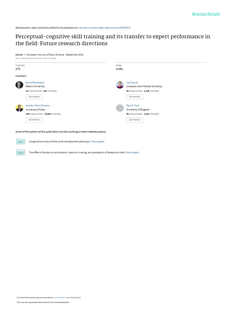 Perceptual Cognitive Skills | PDF