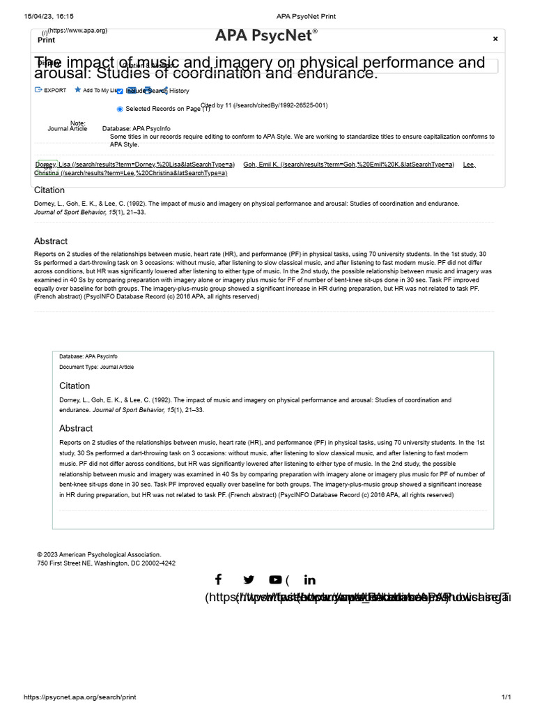 APA PsycNet Print | PDF | Citation | Apa Style
