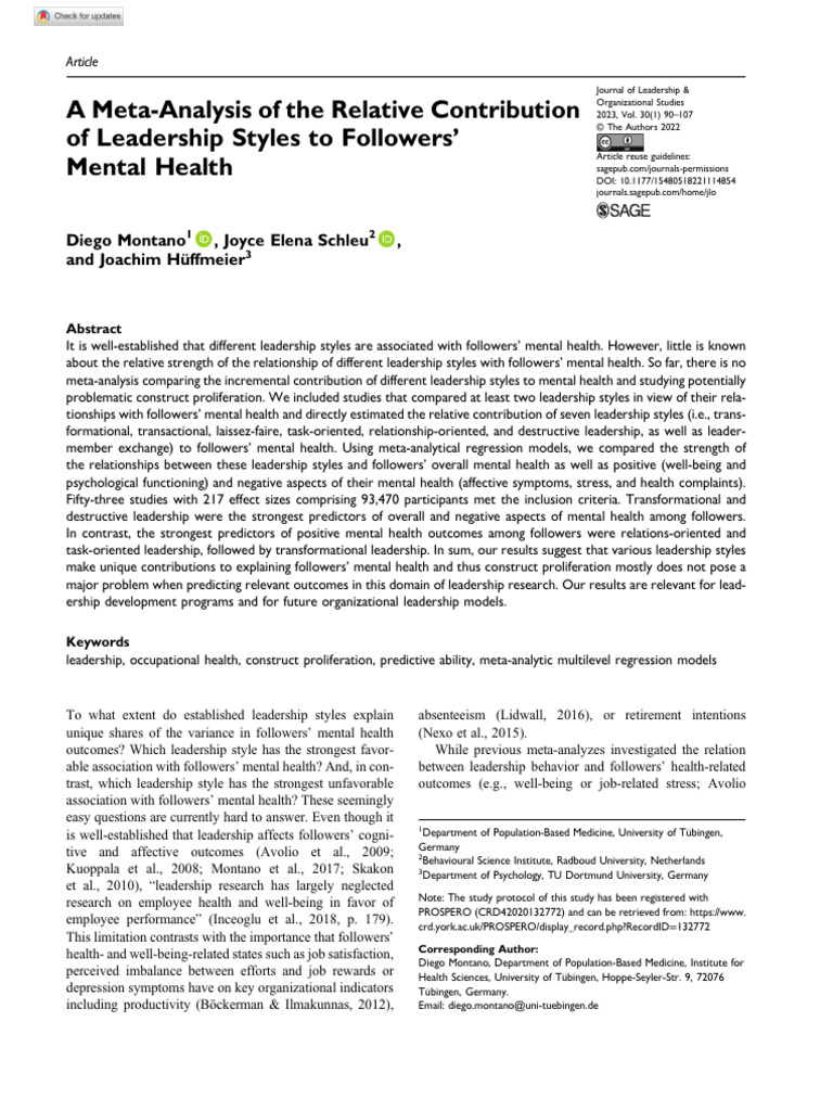 A Meta Analysis of The Relative Contribution of Leadership Styles To ...