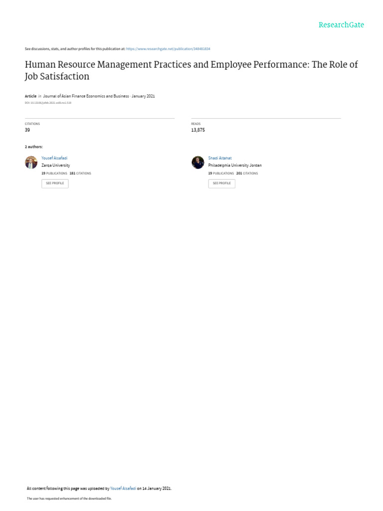 Human Resource Management Practicesand Employee Performance The Roleof ...