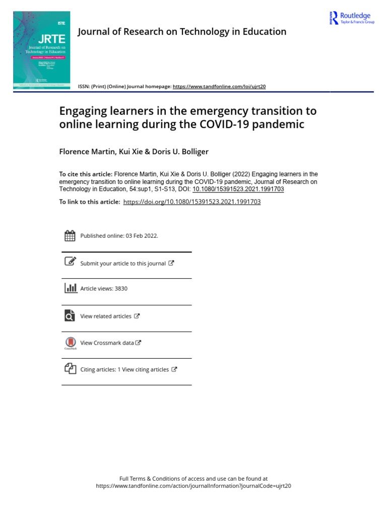 Engaging learners in the emergency transition to online learning during ...